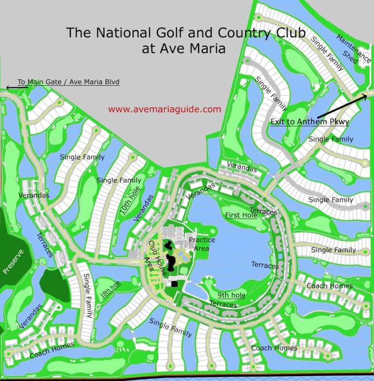 The National Golf And Country Club at Ave Maria Site Map - The National ...